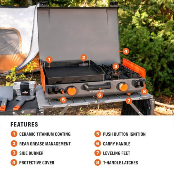 Blackstone Adventure Ready 14” Propane Camping Griddle with Side Burner - Blackstone Griddles